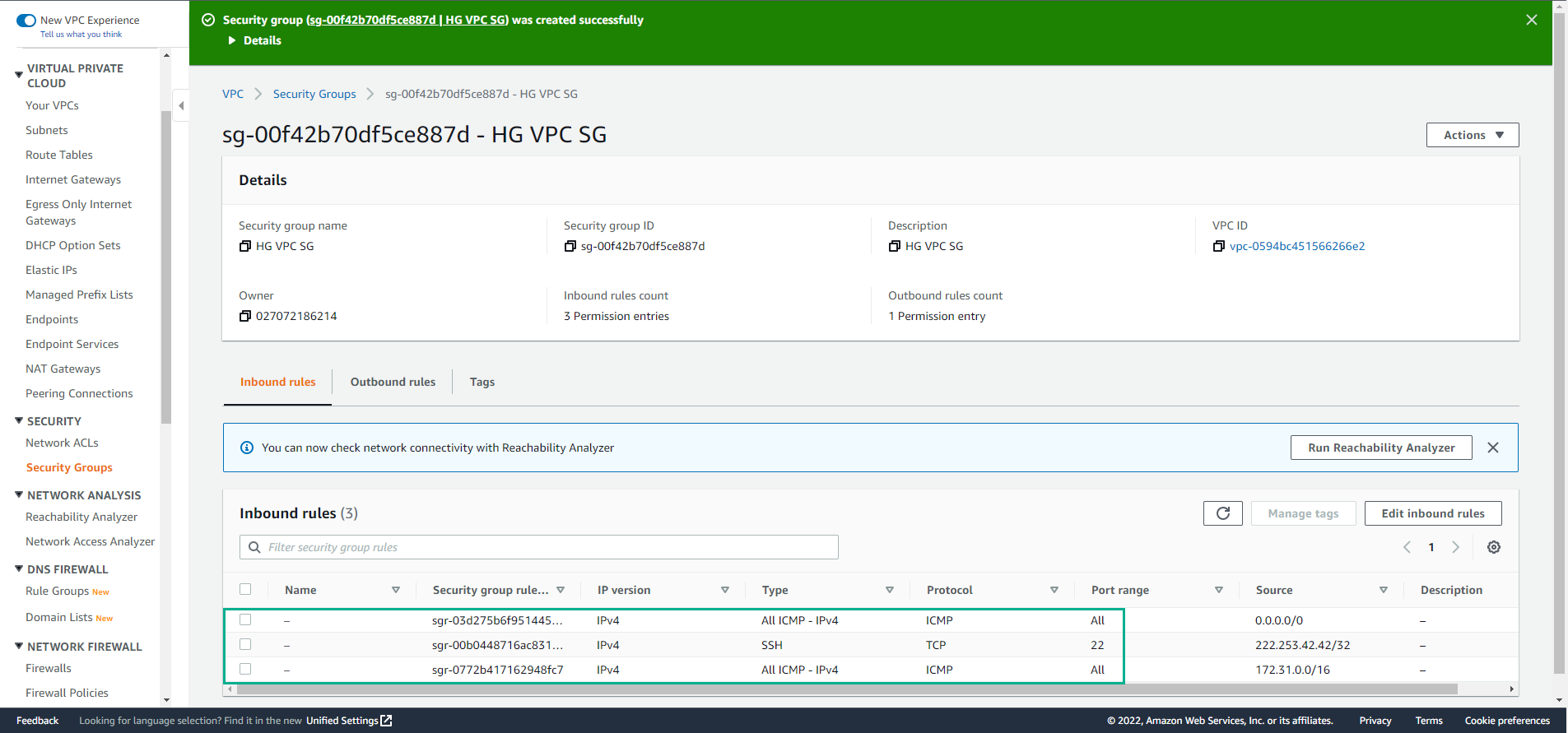 Create Security Group :: SET UP VPC PEERING Create Security Group :: SET UP VPC PEERING