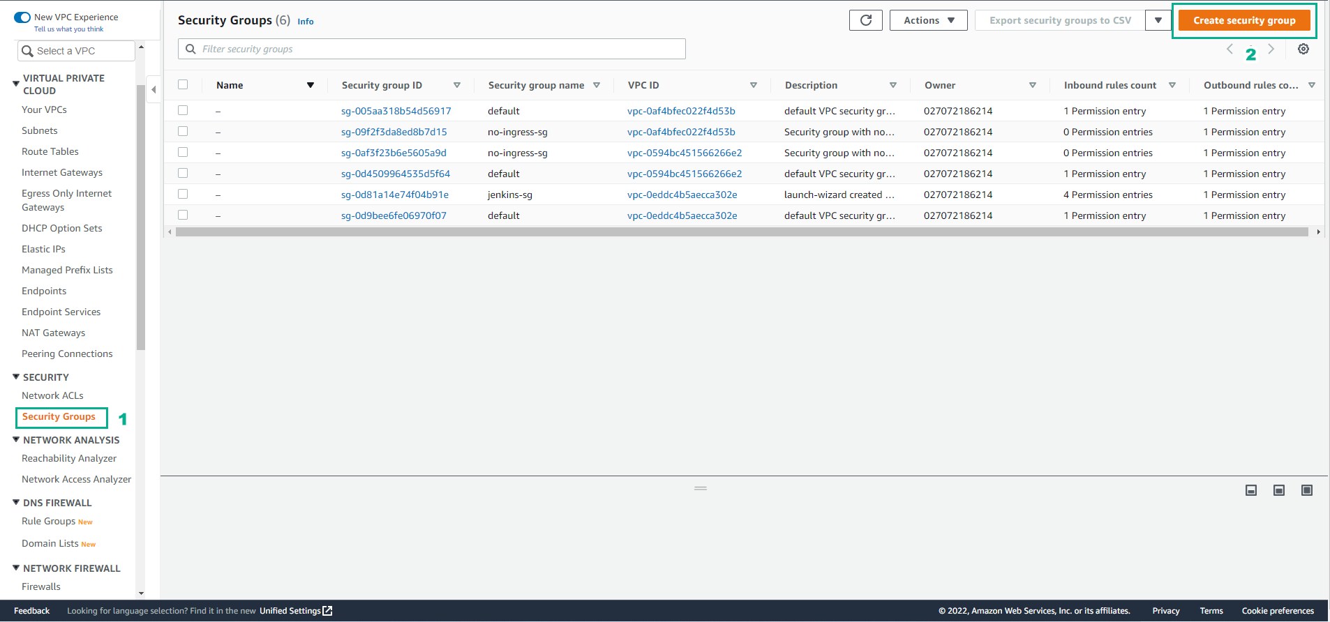 Create Security Group :: SET UP VPC PEERING Create Security Group :: SET UP VPC PEERING