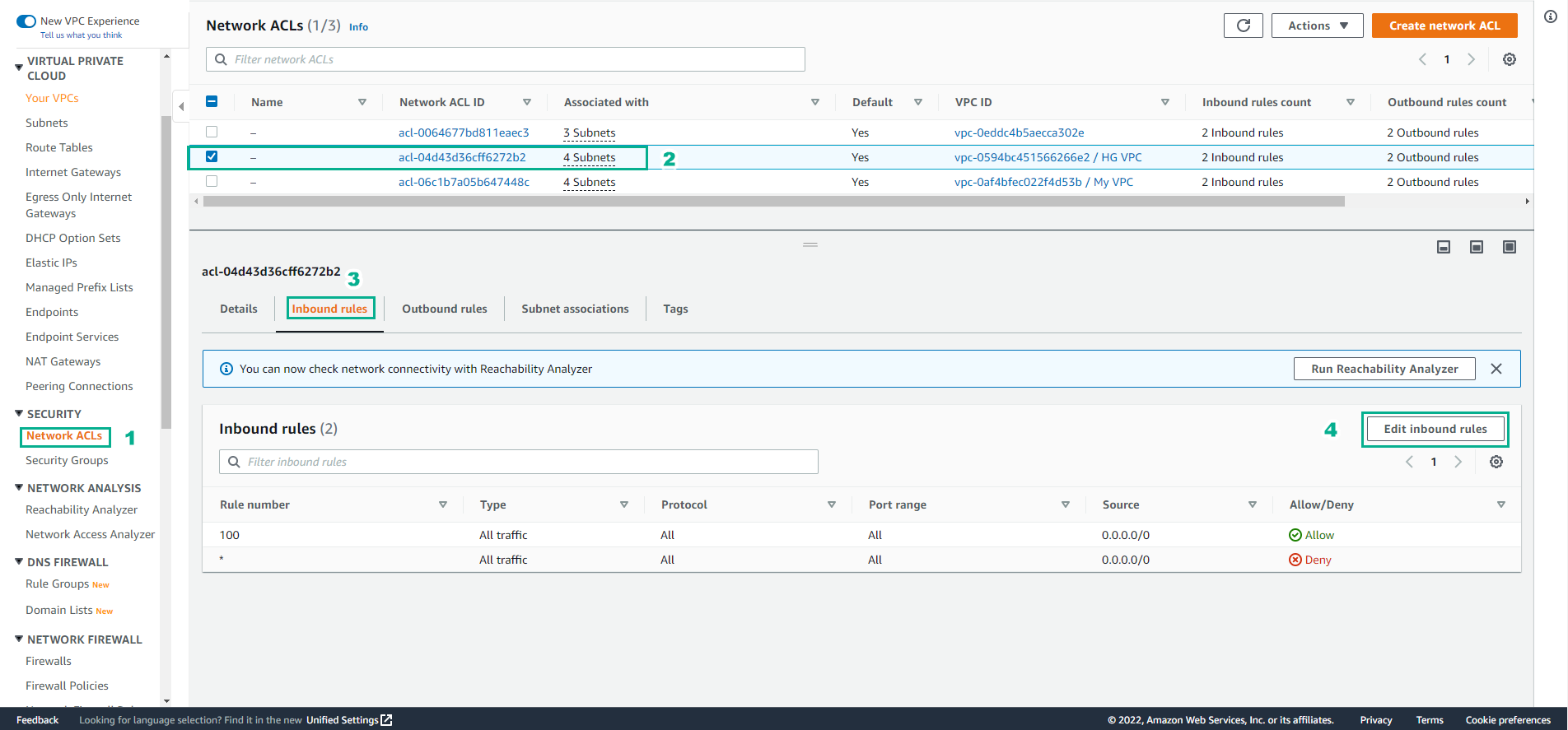 Update Network ACL :: SET UP VPC PEERING